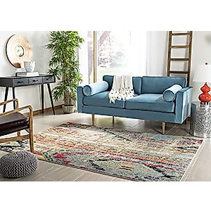 SAFAVIEH Monaco Collection Area Rug - 5'1" x 7'7", Multi, Boho Chic Tribal Distressed Design, Non-Shedding & Easy Care, Ideal for High Traffic Areas in Living Room, Bedroom (MNC222F)