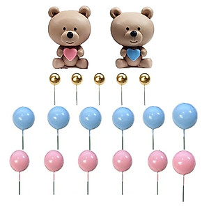 Baby Bear Cake Topper Pink and Blue for Baby Shower Cake Decoration