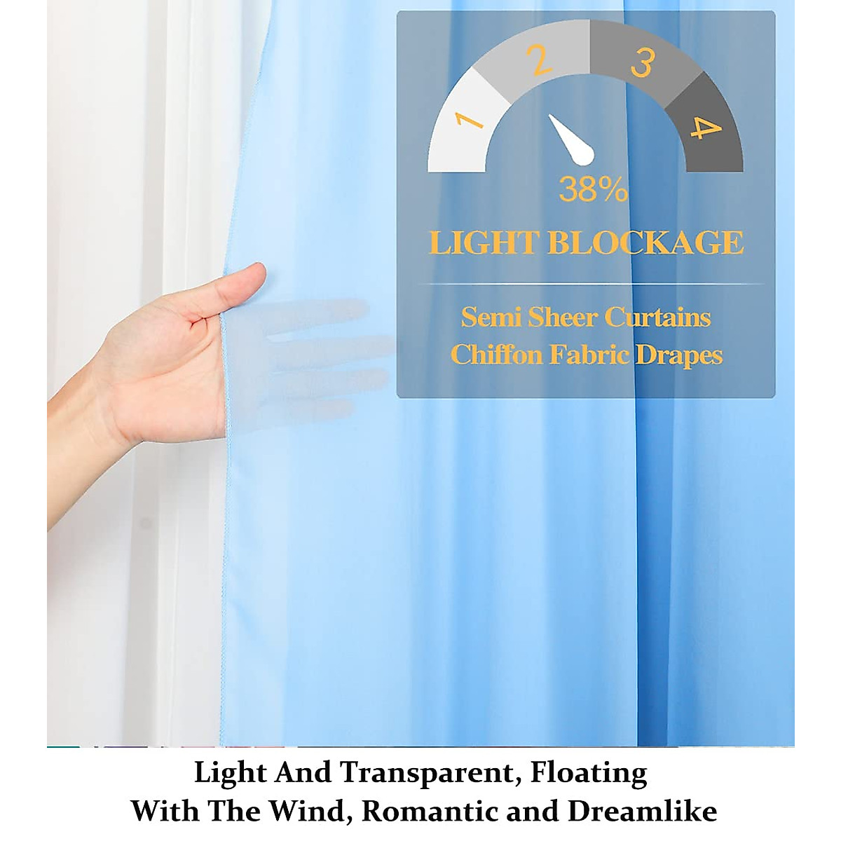 DUOBAO Chiffon Backdrop Curtain 5FTx10FT Royal Blue Chiffon Fabric Drapes for Wedding Ceremony Chiffon Voile Curtains 2 Panels 29"x120" Photography Backdrop Drapes (29''x120''x2pcs, Royal Blue)