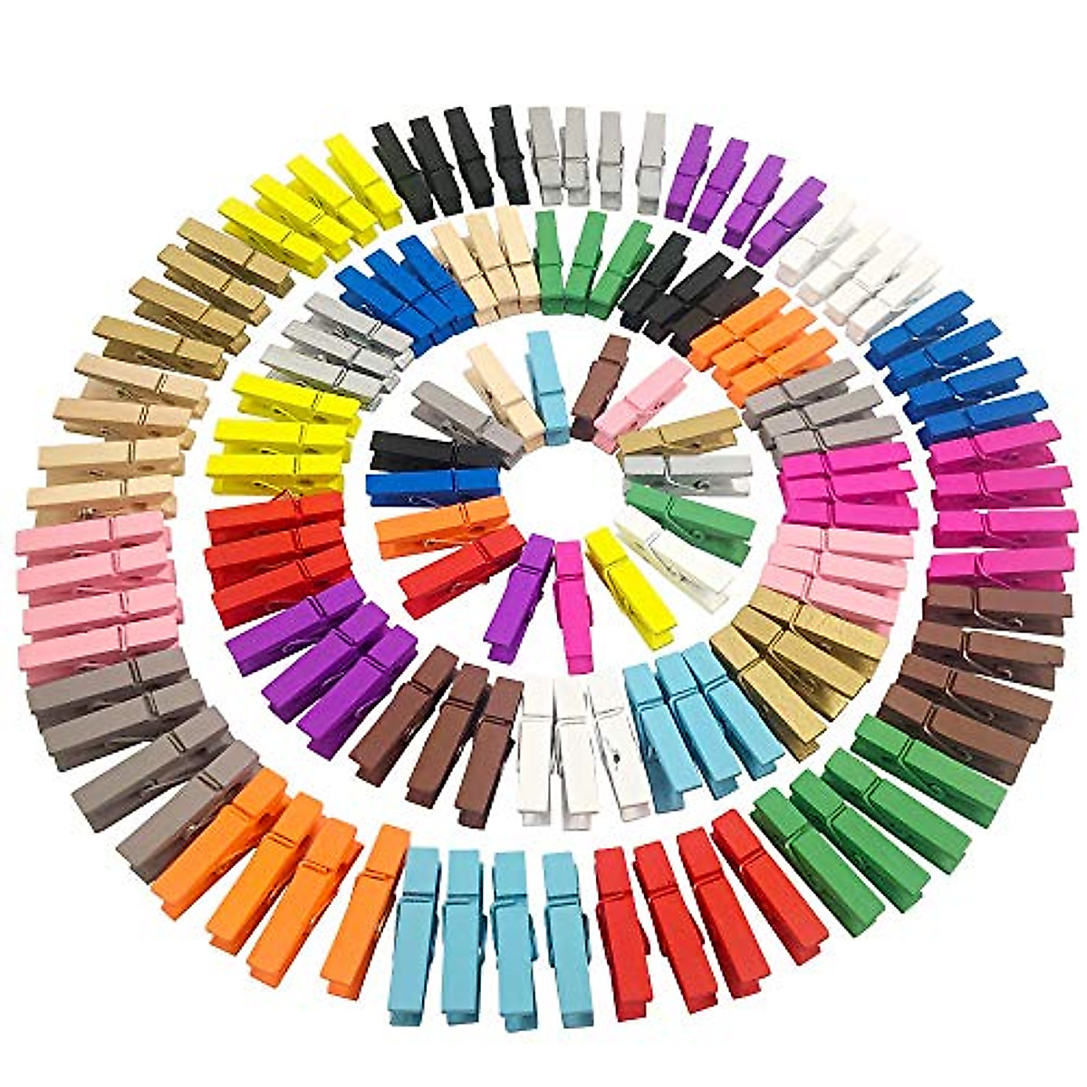 (Pack of 128) Mini Wooden Colored clothespins,16 coloers Each 8pcs