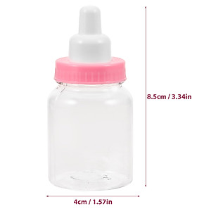 FOMIYES 12pcs Baby Bottles Mini Plastic Milk Bottle Adorable Baby Party Favors for Baby Shower Parties Games Decoration Pink