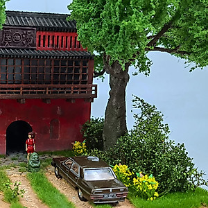 Woohome Green Miniature Shrubs Model Bushes Long Shrub Vegetation Groups Model Grass Tufts for DIY Architecture Building Model Railway Train Diorama Garden Scenery Landscape Layout