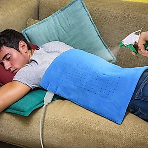 Weighted Heating Pad Fast-Heating Technology for Back/Waist/Abdomen/Shoulder/Neck Pain and Cramps Relief - Moist and Dry Heat Therapy with Auto-Off Hot Heated Pad by GOQOTOMO (19 * 24", Blue)