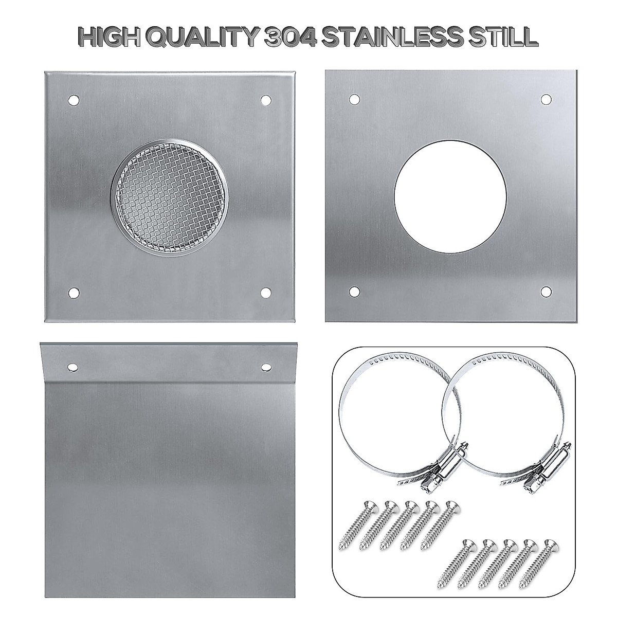 Pellet Stove Fresh Air Intake Kit, 2" x 60" Outside Cold Air Kit for Pellet Stove Pipe, Aluminum Flex Vent Pipe for Pellet Stove Corn with Wall Plate Screen & Screw Hose Clamps