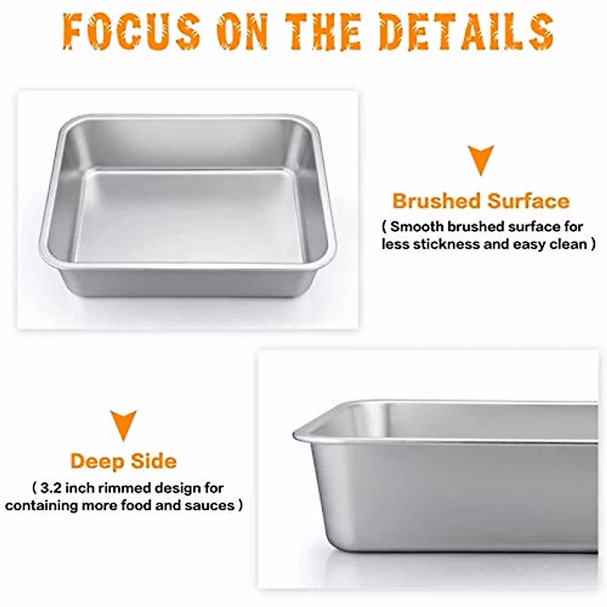 Lasagna Pan, Rectangular Cake Pan Roaster Pasta Baking Cookie Sheet Pan Stainless Steel, Heavy Duty & Durable