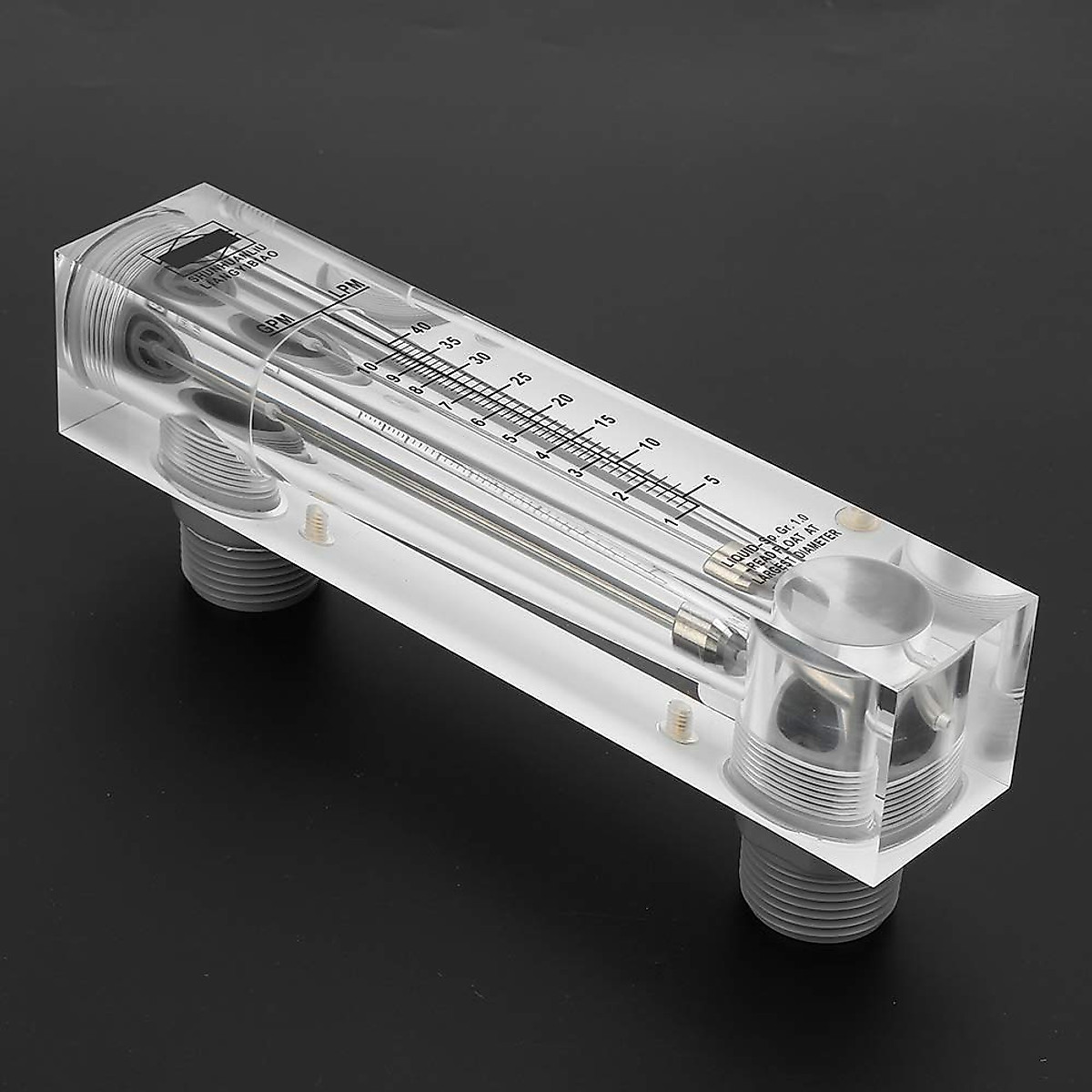 LZM-25 Acylic Flowmeter, 1-10GPM Liquid Meter, Water Tube Design Liquid Flowmeter Measure, Button Panel Type Water Meter, Thread Interface, External ZG1