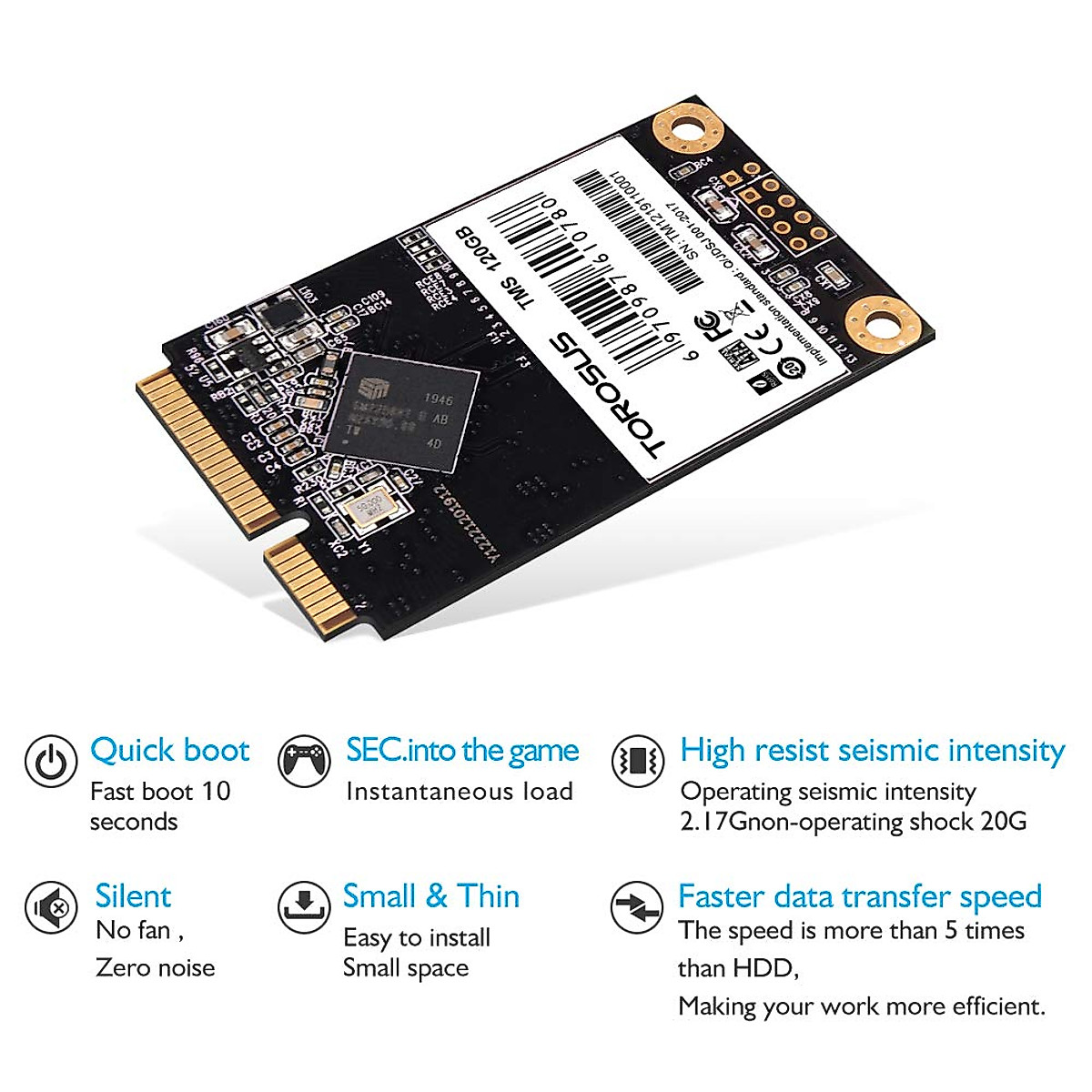 TOROSUS mSATA 50 * 30MM 120GB Solid State Drive for Laptop Computer Black/Blue