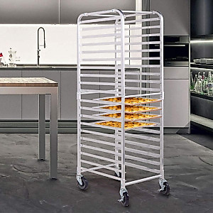 Sandinrayli Bakery Rack, 20-tier Bakers Rack with Wheels for Cooking, Cookie Cooling Rack for Half & Full Sheet Pan, Steel Commercial Baking Rack for Kitchen Baking Sheet,26" L X 20" W X 72" H