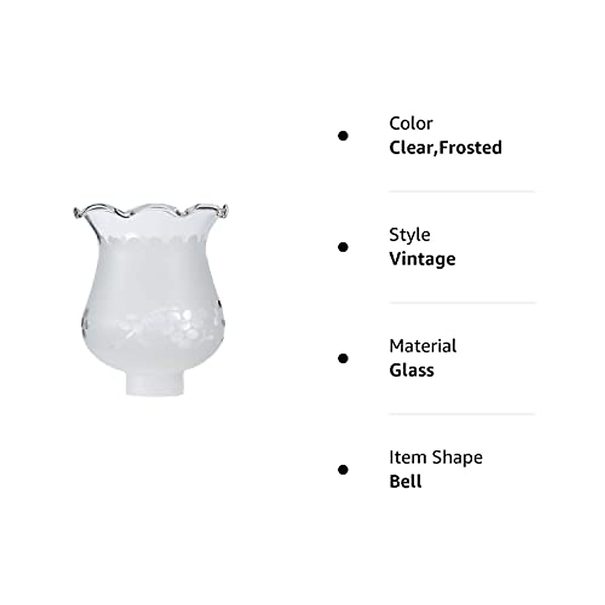 B&P Lamp 1 5/8 Inch Fitter Colonial Style Frosted and Etched Design Glass Lamp Shade for Vintage and Antique Style Lamps