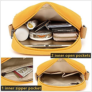 Leaper Small Canvas Crossbody Bag and Purse Set for Women (SD08-Yellow)