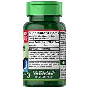Nature's Truth Melatonin 5 mg Fast Dissolve Tabs Natural Berry Flavor - 90 ct, Pack of 2