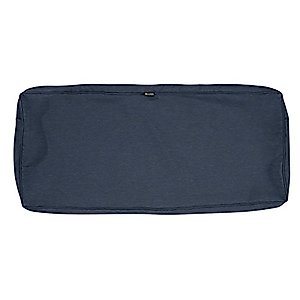 Classic Accessories Montlake FadeSafe Water-Resistant 48 x 18 x 3 Inch Outdoor Bench/Settee Cushion Slip Cover, Patio Furniture Swing Cushion Cover, Heather Indigo Blue, Patio Furniture Cushion Covers