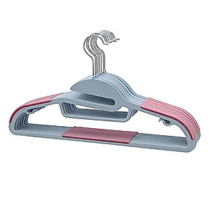 BriaUSA Dry Wet Clothes Hangers Amphibious Pink with Non-Slip Shoulder Design, Steel Swivel Hooks – Set of 10