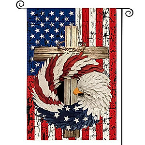 AVOIN colorlife Patriotic Stars and Stripes Eagle Wreath Garden Flag 12x18 Inch Double Sided Outside, USA 4th of July Memorial Day Independence Day Watercolor Yard Outdoor Decoration