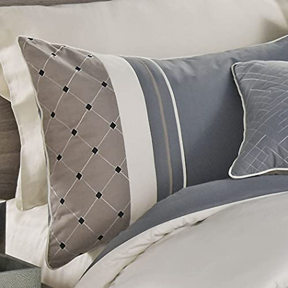 Riverbrook Home Country Manor Comforter Set, King, Beren - Blue/Tan/Ivory, 7 Piece Set