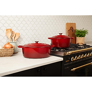 Larder & Vine Enameled Cast Iron Dutch Oven with Lid - Oversized Handles, Dome Lid, Dutch Oven for Sourdough Bread Making, 8QT/7.5L - (Cabernet)