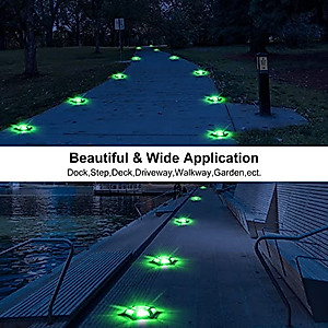 CREPOW Solar Dock Lights Driveway Deck Lights - 8 Packs Waterproof 1200mAh Outdoor LED Aluminum Dock Lighting Warning Step Lights for Driveway Sidewalk Garden Pathway Yard (Green)