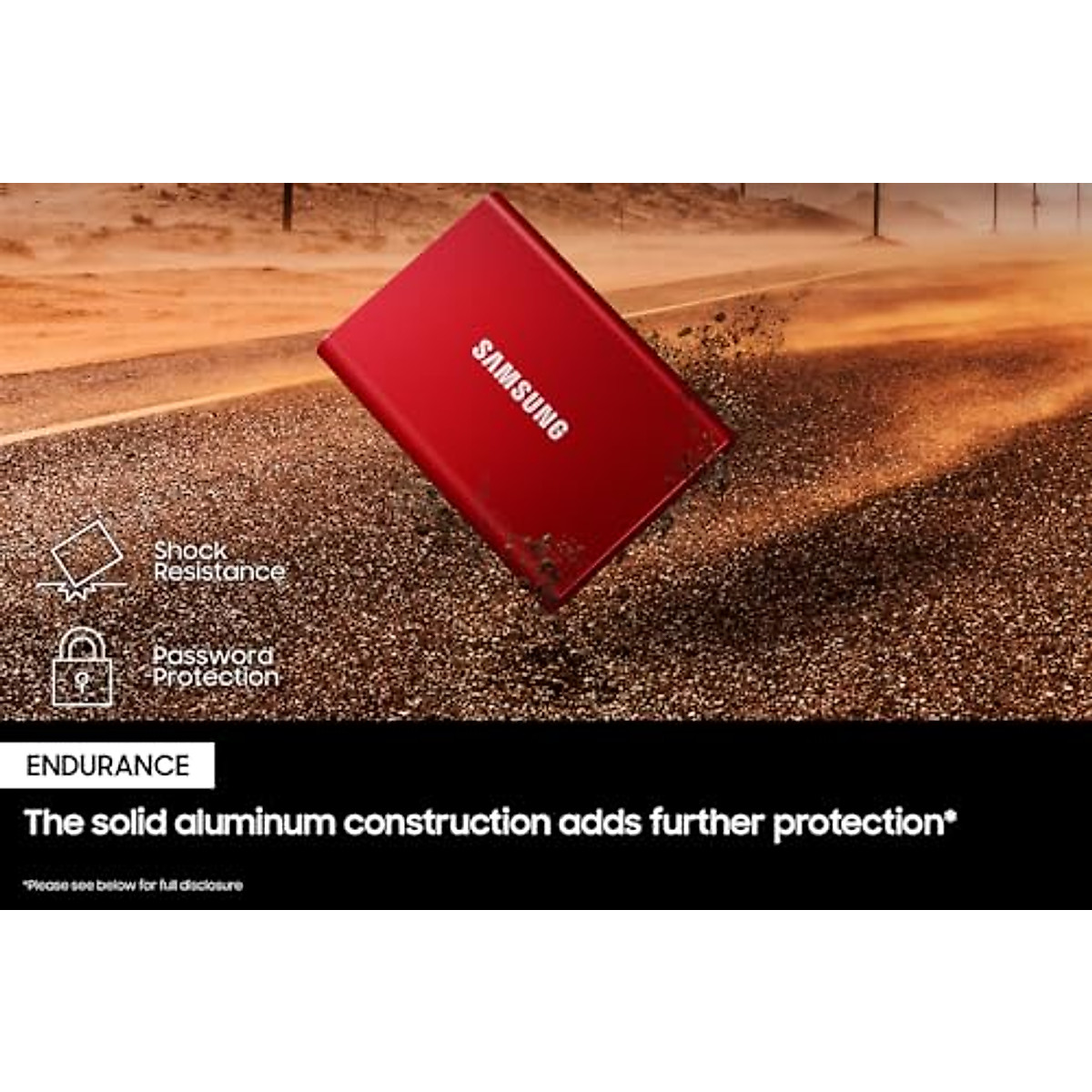 SAMSUNG T7 Portable SSD, 1TB External Solid State Drive, Speeds Up to 1,050MB/s, USB 3.2 Gen 2, Reliable Storage for Gaming, Students, Professionals, MU-PC1T0R/AM, Red