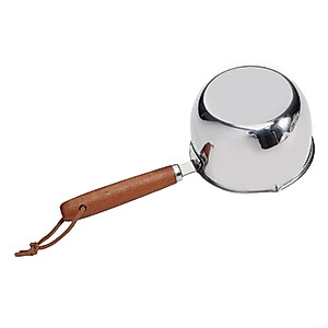 150/300/500ML Stainless Steel Hot Oil Sauce Pan Butter Warmer Pot Milk Warmer Butter Melting Pot Small Heating Cookware Soup Pot with Wooden Handle(300ml)