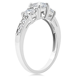 MAX + STONE 1 Carat Cubic Zirconia Engagement or Anniversary Eternity Three Stone Ring for Women in 10k White Gold (1.0 ct.tw) Size 7