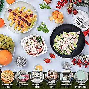 DAPIPIK 12 PACK 7 Inch Lightweight Mini Wheat Straw Plates, Unbreakable Sturdy Plastic Dinner Plates, Assorted Colors Dinnerware Sets, Microwave & Dishwasher Safe/Kids-toddler & Adult