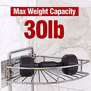 Vdomus 2 Tier Corner Shower Caddy Stainless Steel Wall Mounted Shower Caddy Corner, Shower shelf for Inside Shower, Drill-Free Install with Adhesives or Screws, Silver