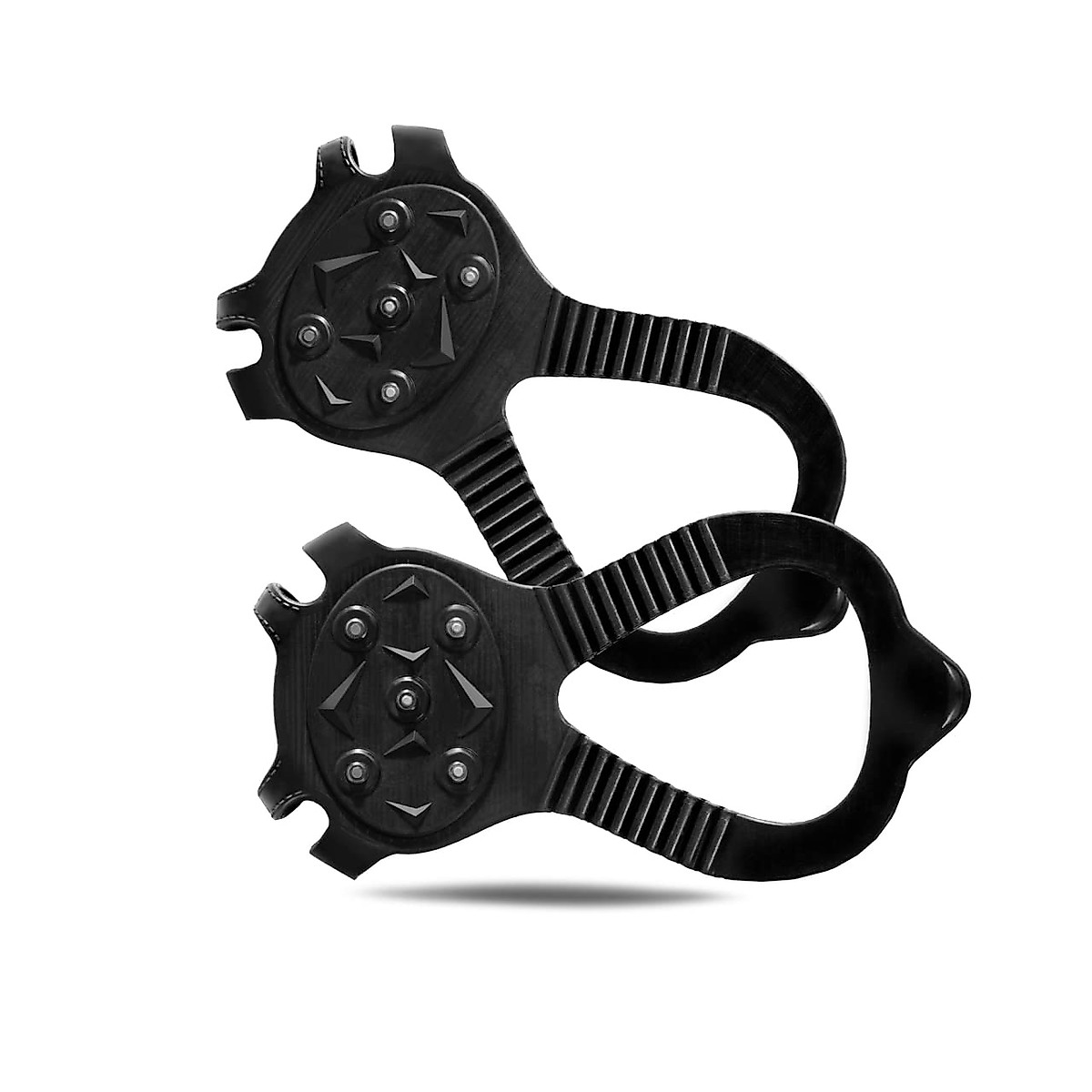 Steel Spike Traction Cleats Rubber Anti-Slip Overshoe for Safety on Snow and Ice Anti-Skid Ice Grips for Shoes and Boots, Slip-on Stretchable Crampons, for Hiking, Mountaineering or Fishing