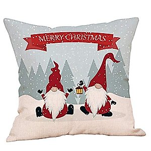 Scceatti Christmas Pillow Covers 18x18 in Liene Square Winter Cushion Cover with Zipper Gnomes Cute Toss Xmas Fashion Pillow Cases Protector for Couch Sofa Bed Living Room Decorations Gifts Decor