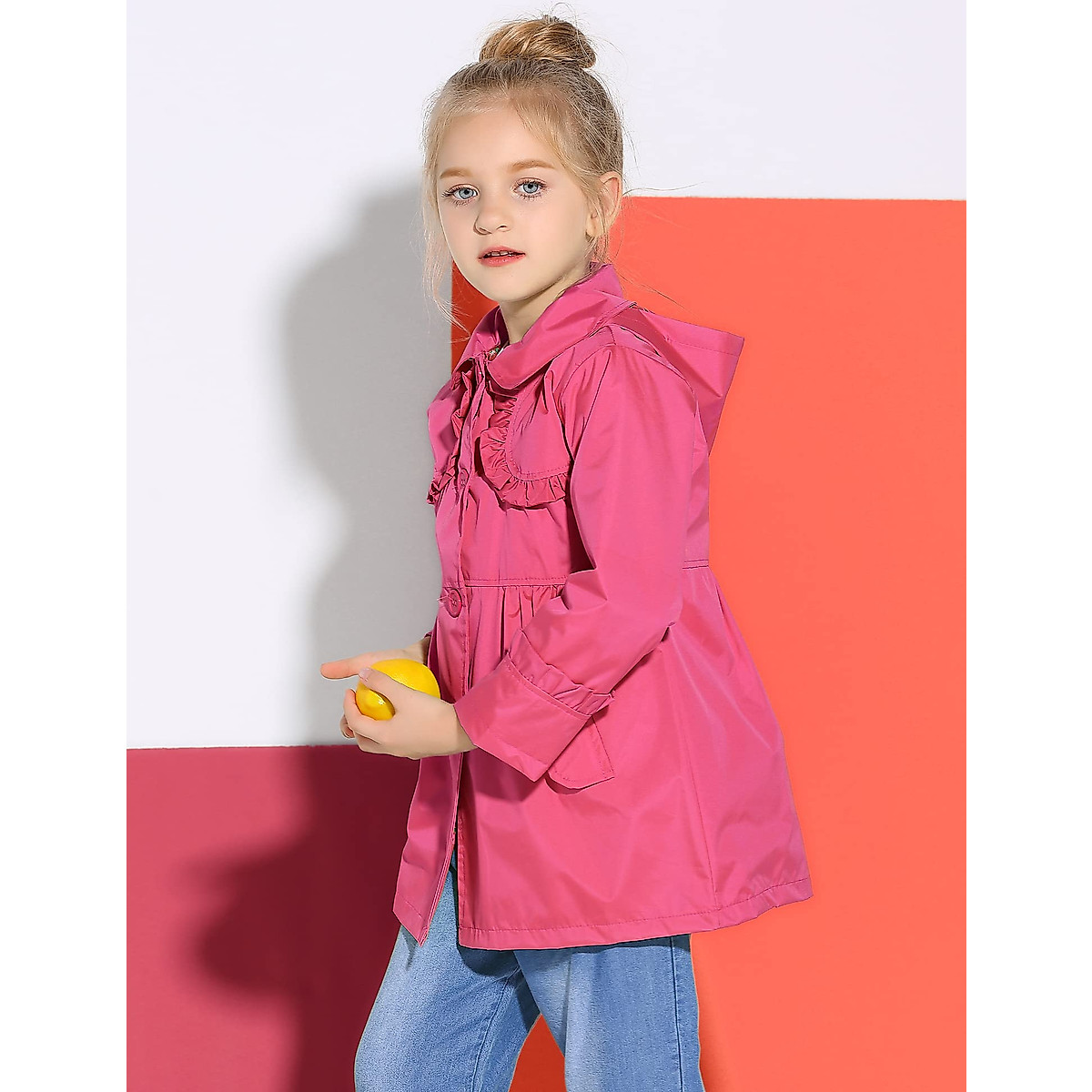 Arshiner Girl Kid Flower Waterproof Hooded Coat Jacket Outwear Raincoat