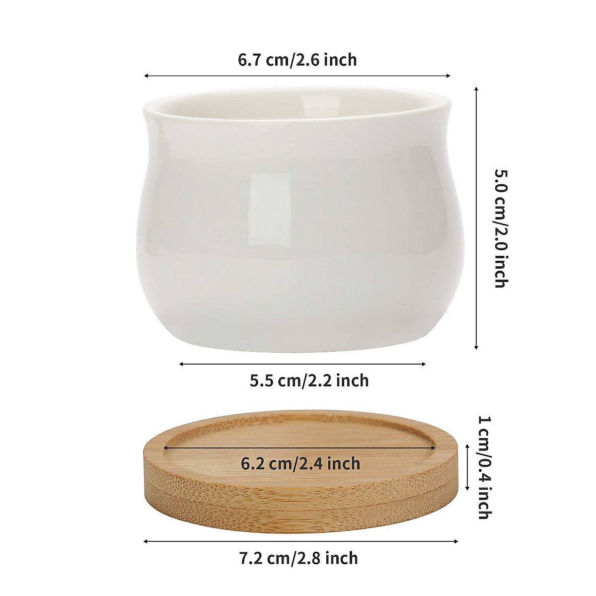 ZOUTOG 12 Pack Succulent Pots, 2.6 Inch Mini Ceramic Pots for Flower or Cactus with Drainage Hole, Small Pots for Plants, Plants Not Included