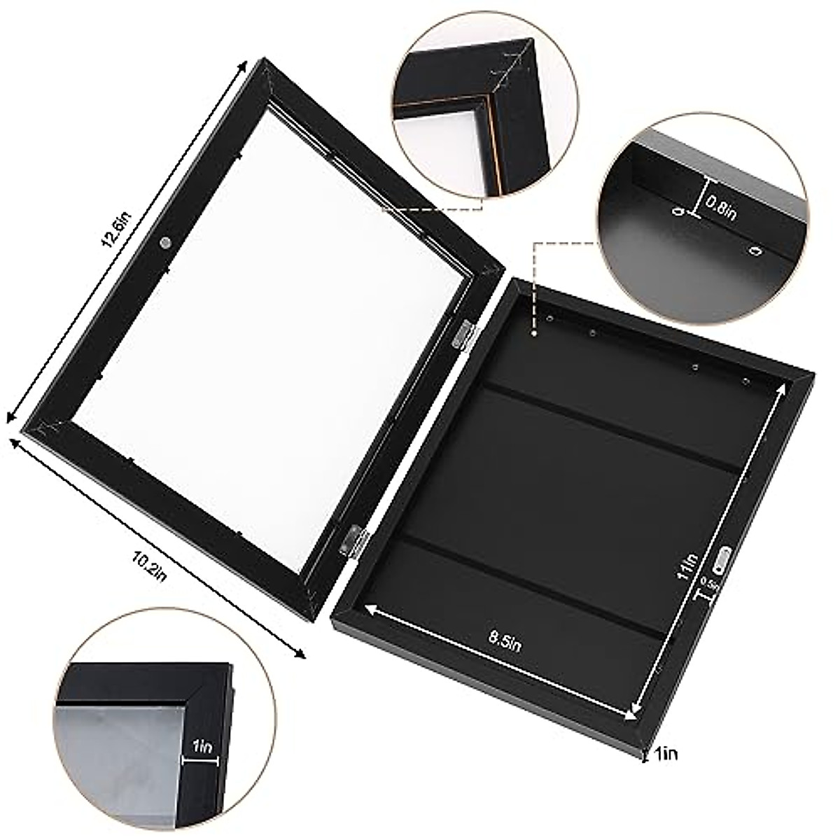 Fixwal Kids Art Frame, 8.5 x 11 Picture Frame for Kid Art Work Changeable, Front Opening Black Kids Artwork Display Frame, Real Glass, for Wall Hanging, Set of 1