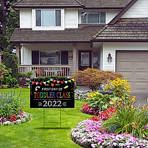 First And Last Day of School Yard Lawn Sign 12x18 Inch 1st Day School Photo Prop Double Sided Yard Sign for Rent House Party Decorations Props