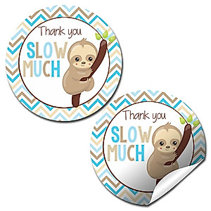 Thank You SLOW Much Sloth Appreciation & Encouragement Sticker Labels, 40 2" Party Circle Stickers by AmandaCreation, Great for Teachers, Co Workers, Employees and Anyone Who Needs to Feel Appreciated