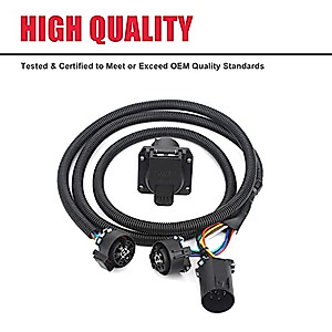 VASTAUTO 56070 7-Foot 7-Pin Trailer Wiring Harness Extension with Connector for Vehicle-Side Truck Bed,Fit for Chevy Dodge Ram GMC Ford Toyota Nissan