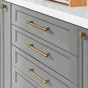 Goo-Ki 6 Pack Antique Brass Drawer Knobs Kitchen Cabinet Hardware - Solid Zinc Alloy Vintage Bronze Retro Knob Ancient Single Hole Bar Handles Pull for Closet Wardrobe Dresser Cupboard