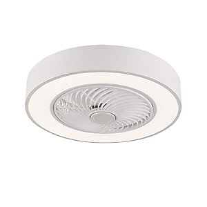 Ceiling Fan with Light Kit,22 Inch Modern LED Remote Control Semi Flush Mount Fandelier with Invisible Acrylic Blades,3 Colors 3 Speeds Changing,Enclosed Low Profile Fan (White)