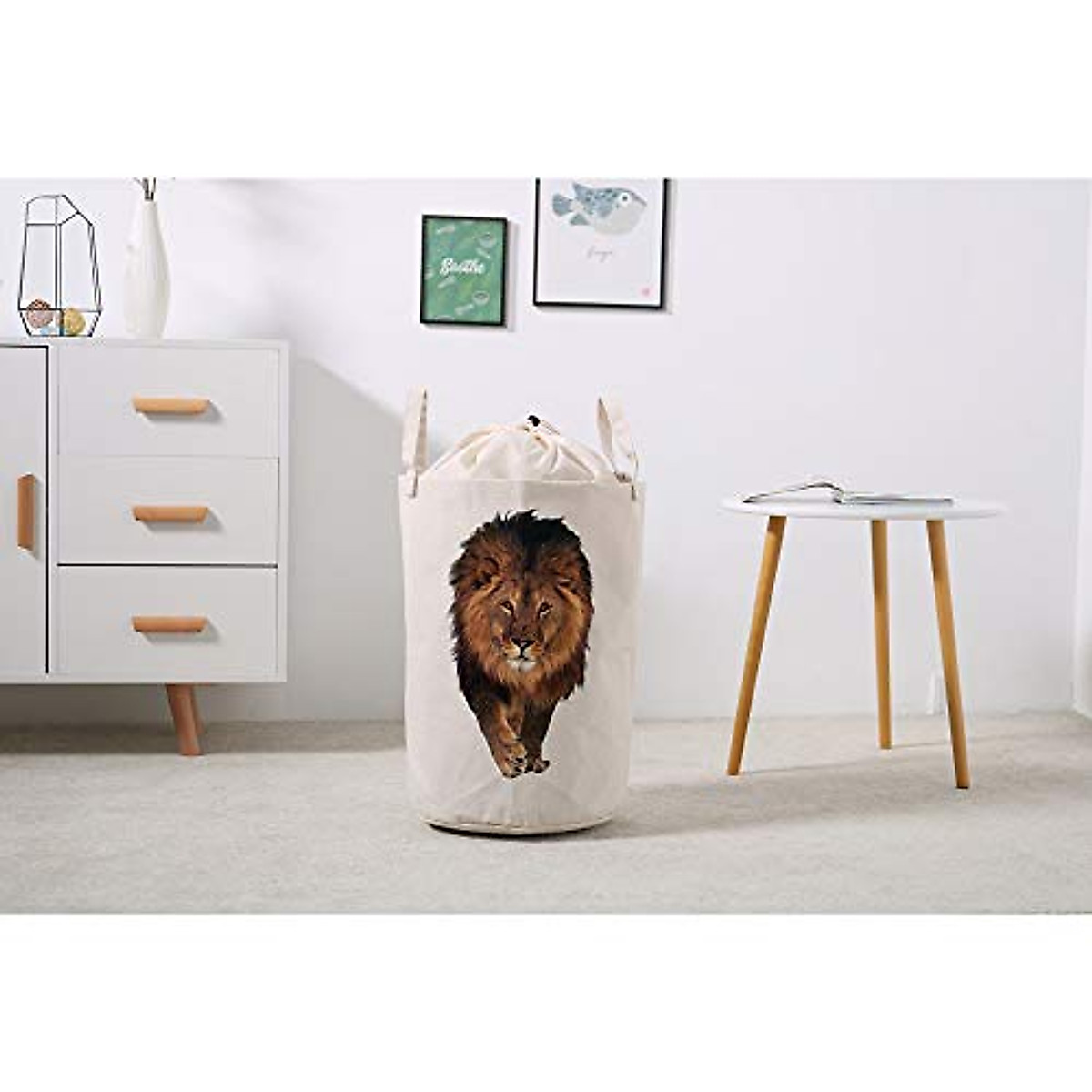 LifeCustomize Large Laundry Hamper Basket Lion Clothing Storage Bins Boxes Toy Organizer Foldable Waterproof Nursery Hamper with Handles