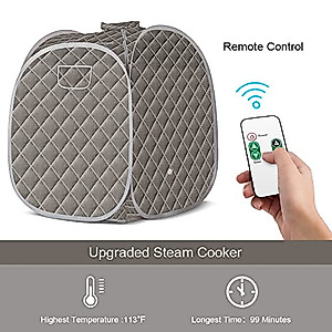 ZONEMEL Portable Steam Sauna for Home Full Body ​Sauna Spa, Relaxation, Personal Sauna with 3L 1000 Watt Steam Generator, 9 Temperature Levels, Remote Control-Dark Grey