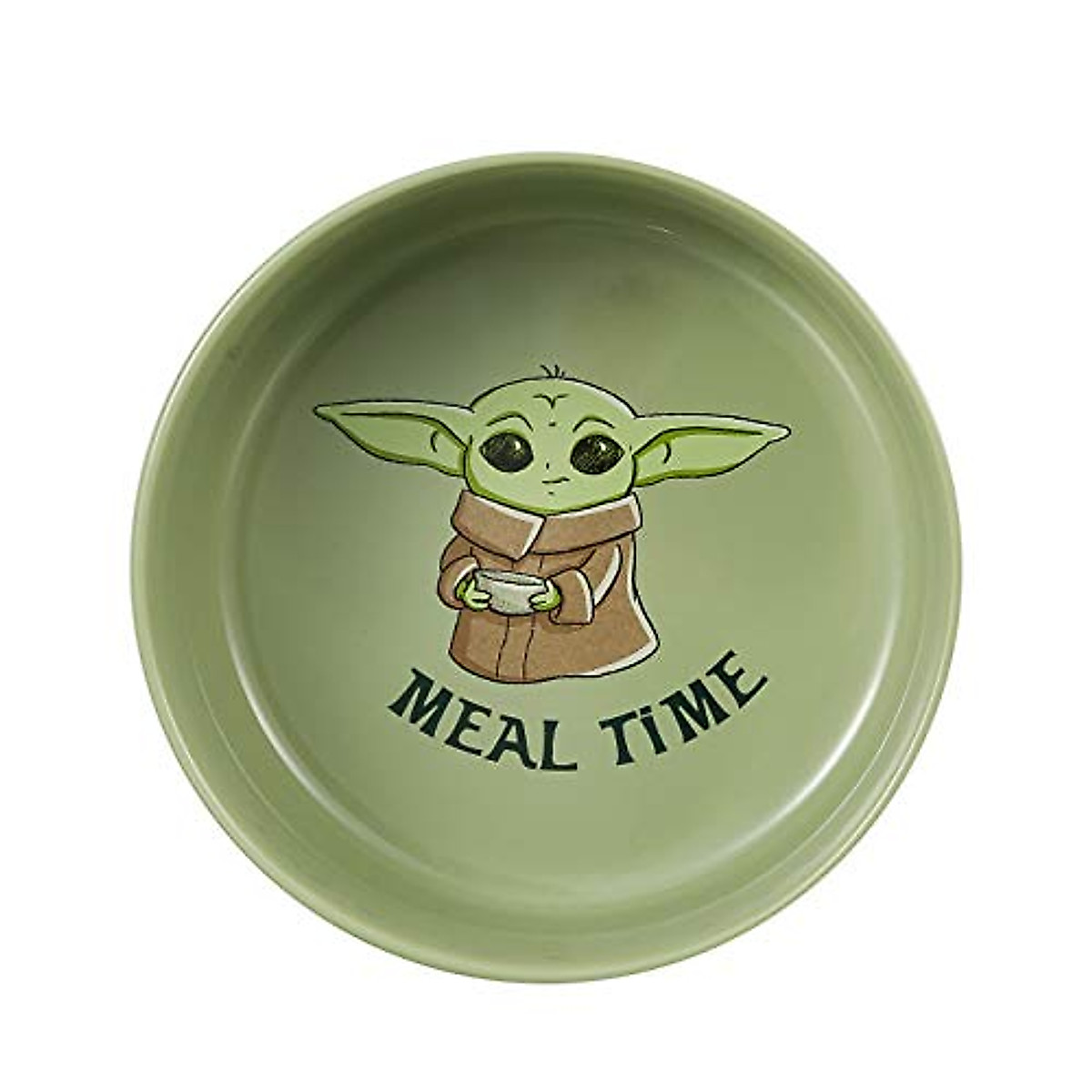 STAR WARS The Mandalorian Baby Yoda Ceramic Dog Bowl, 3.5 Cups | Meal Time Dog Food Bowl, Green Dog Bowl with Baby Yoda | Dog Water Bowl for Dry Food or Wet Food,1 Count (Pack of 1),FF16627