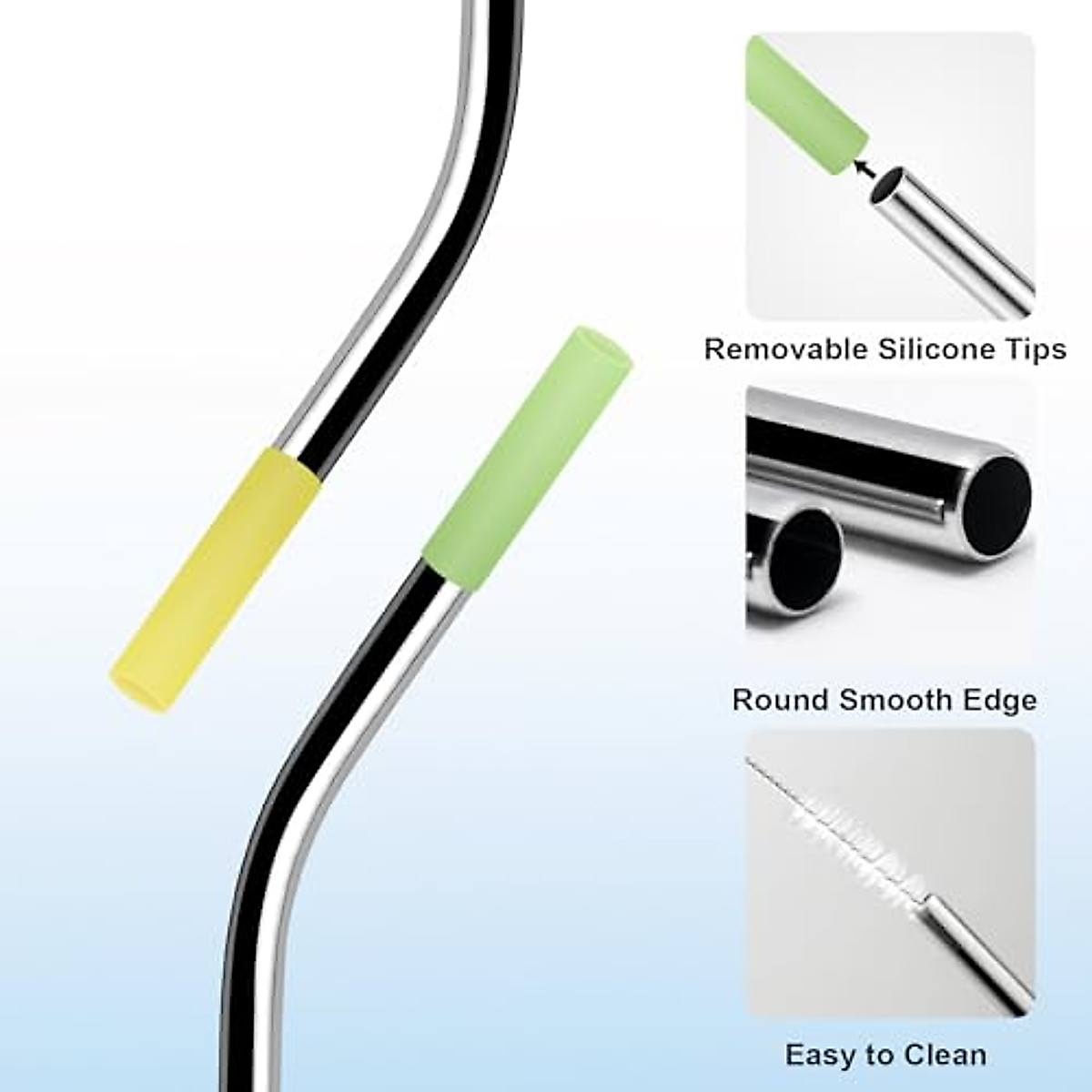 MLKSI Stainless Steel Straw Replacement for Hydrapeak Voyager 40 oz Tumbler With Handle, 6 Pack