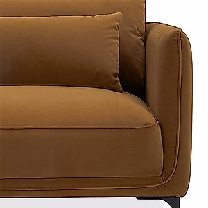 KISLOT 84 Inch Velvet Sofa Upholstered Modern Couch 3-Seat for Living Room, 85'', Ochre Brown