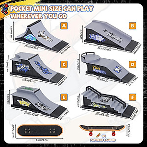 KETIEE Mini Finger Skateboard Ramp, Skate Park Kit with Fingerboard & Mini Finger Shorts for Fingerboards Training Props Interactive Freestyle Skate Game, Finger Skateboards for Kids (A, Red)