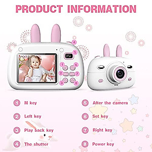 FeiLok Kids Camera for 3-9 Year Old Boys Gilrs, Best Birthday Gifts and Christmas Toys with 2.4" IPS Eye Care Screen 1080p Video Children Digital Camera Capture The Special Moment, 32GB SD Card