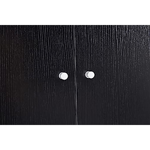 Freestanding Over-the-toilet Storage Cabinet Tall Bathroom Organization w/Open Shelves & 2-Door for WC, Wood Floor Standing Cabinet Narrow Tower Cabinet Organizer w/Round Knobs for Home Office (Black)