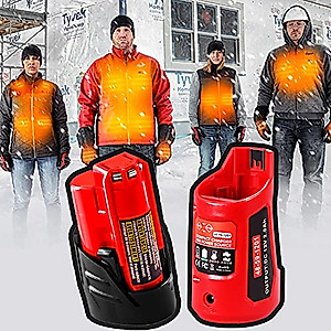 【Multifunction 】 12V USB Power Source Replacement for Milwaukee M12 12V Battery Charger Adapter Compatible with Milwaukee Heated Jacket 45-59-1201 USB Charger