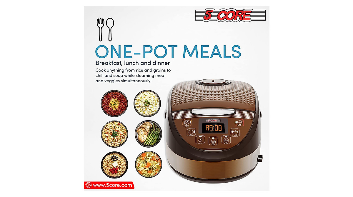 5 Core 5.3Qt Asian Rice Cooker - 15-in-1 Multi Cooker