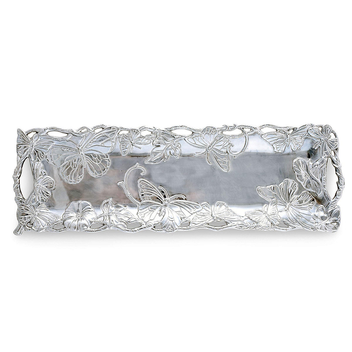 Arthur Court Designs Aluminum Butterfly Oblong Tray 18.5 inch x 6 inch