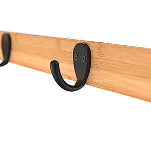 ClosetMaid Bamboo Wall Shelf with Towel Bar, 3 Hooks, Wall Mount Storage Shelves, 2 Tier, Organizer Rack, Natural Finish