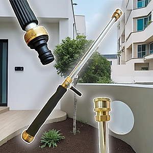 Upgraded Pressure Washer Wand, Brass Water Jet Nozzle for Garden Hose, Hydro Hose Quick Connector, Cleaning Watering Sprayer for Patio Lawn Paver Pool Car Window Glass