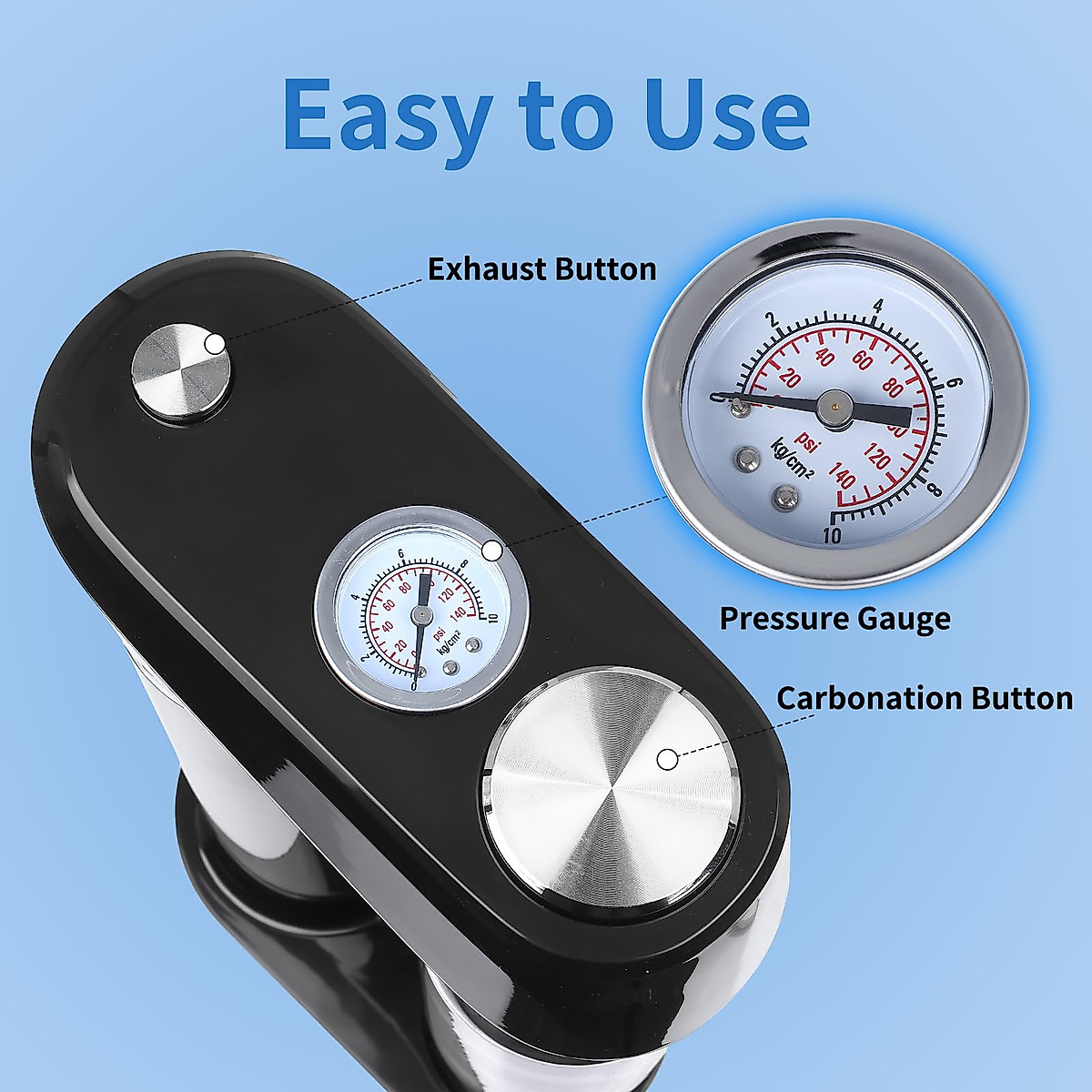 spoonlemon Sparkling Water Maker,Soda Streaming Machine for Home Use, Carbonated Water Machine with BPA Free 1L PET Bottle, Compatible with Any Screw-in 60L CO2 Exchange Carbonator, Black